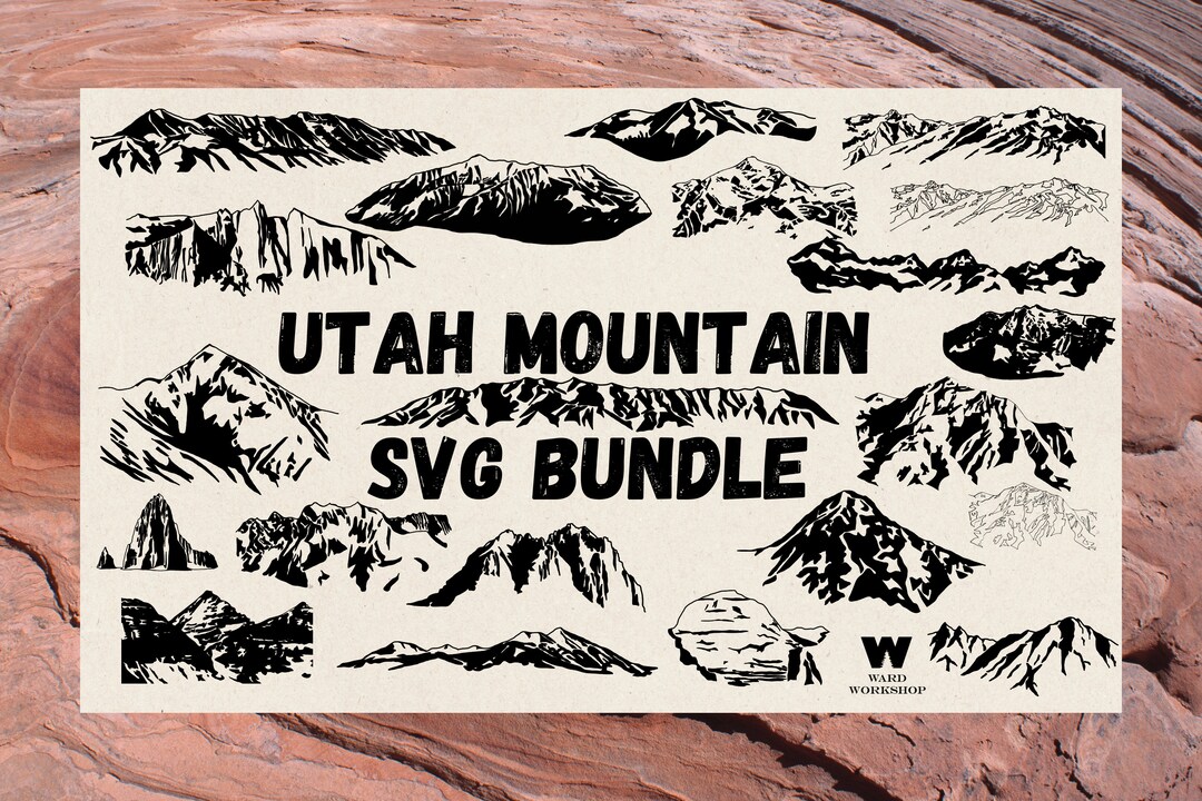 Utah Mountain Outline SVG Clipart Bundle for Personal and Commercial ...