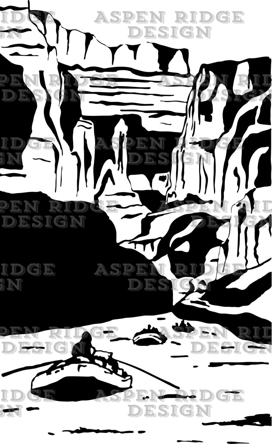 Colorado River Rafting, Digital Graphic, Clip Art, Wilderness Vector ...