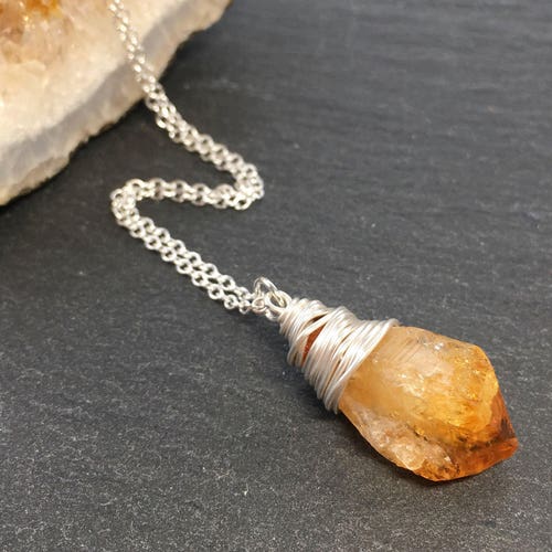 Raw Citrine Necklace healing Crystal Necklacechakra Healing - Etsy