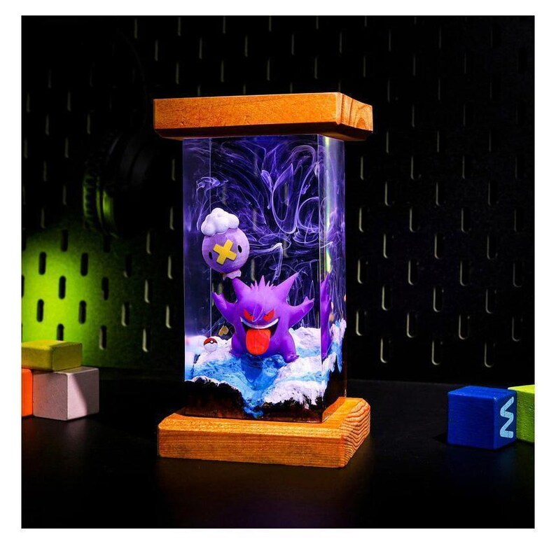 CREEPY GEN.GAR Poke.mon Epoxy Lamp, Poke.mon World Resin Diorama Lamp ...