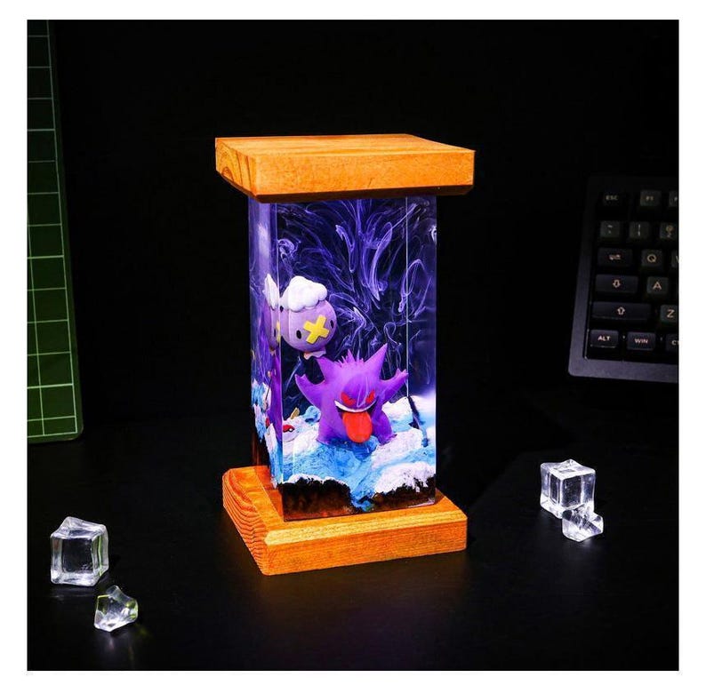 CREEPY GEN.GAR Poke.mon Epoxy Lamp, Poke.mon World Resin Diorama Lamp ...