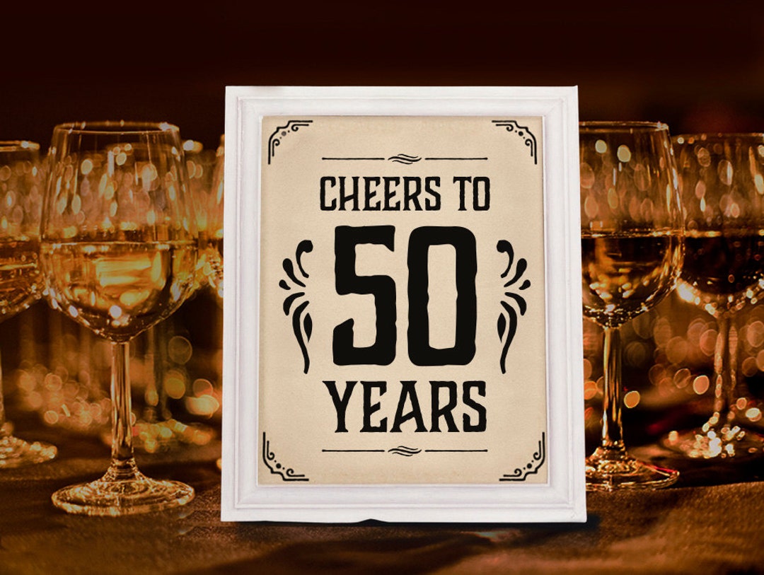 Cheers to 50 Years Sign. Printable 50th Birthday Decor. Birthday Party ...