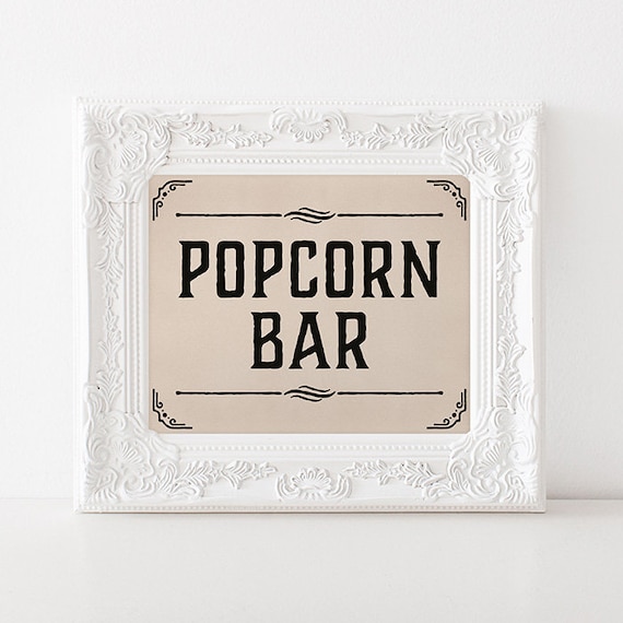 Popcorn Bar Printable Sign. Printable Wedding Decorations. | Etsy