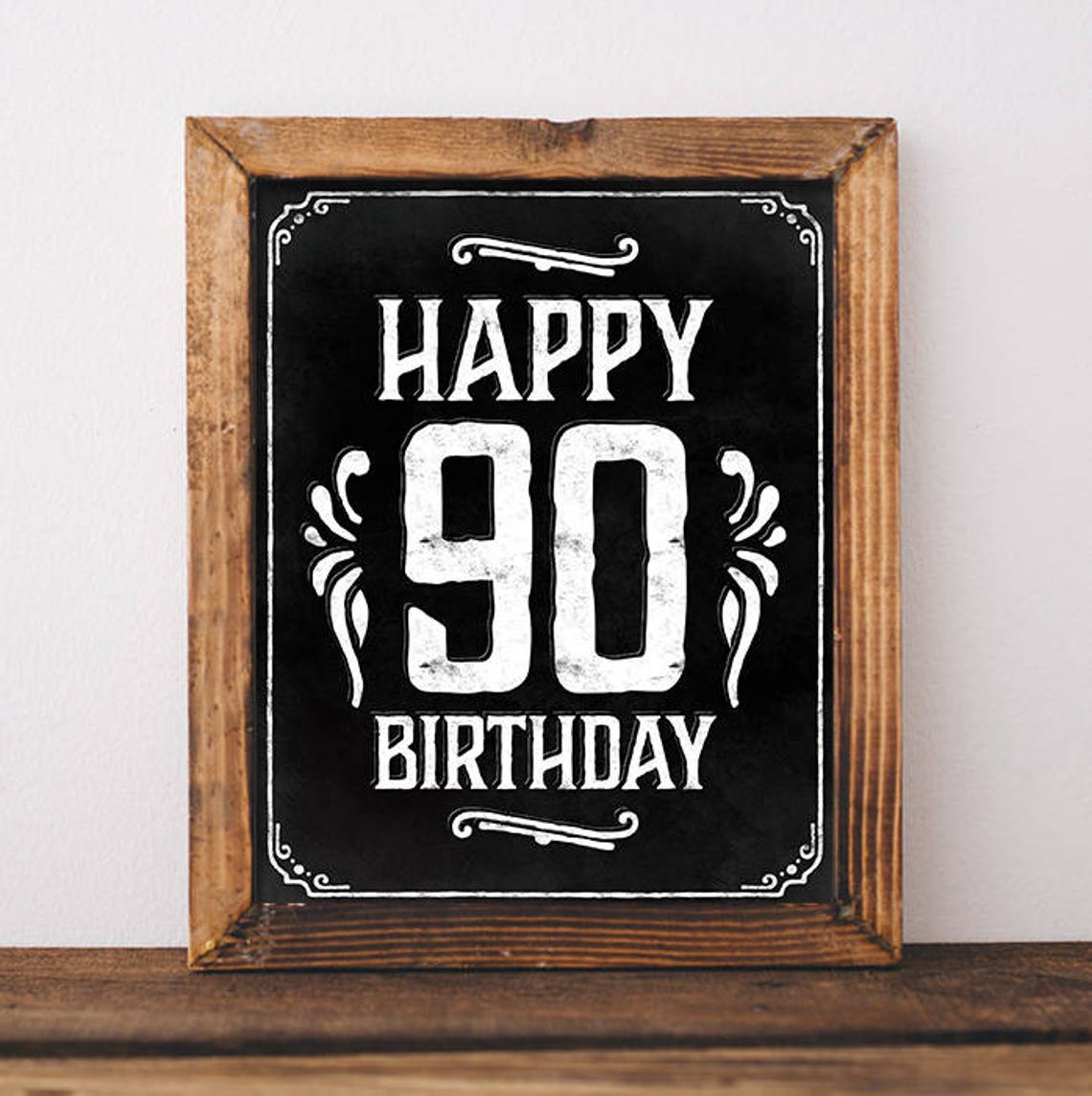 Happy 90th Birthday Sign, Printable File. Rustic Birthday Decorations ...