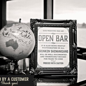 Wedding Open Bar Sign. Rustic Wedding Decor. Wedding Reception. Kraft ...