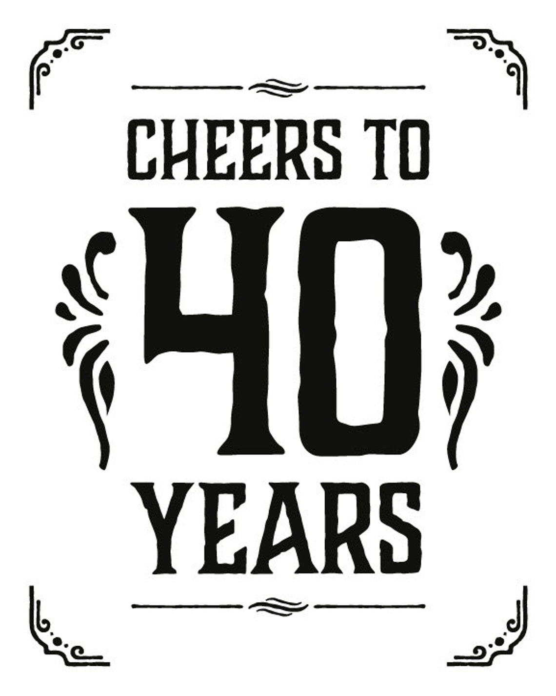 Cheers to 40 Years Sign. Printable 40th Birthday Decor. Birthday Party ...