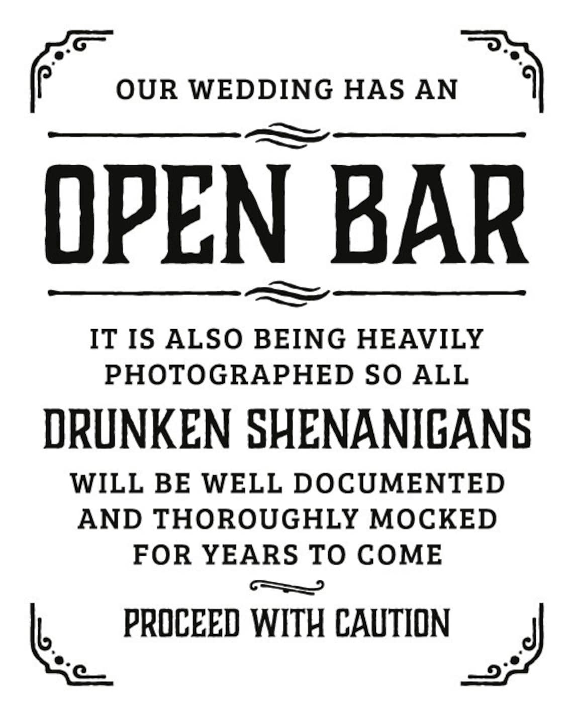 Wedding open bar sign. Rustic wedding decor. Wedding | Etsy