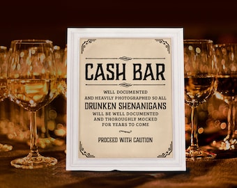Cash bar sign | Etsy