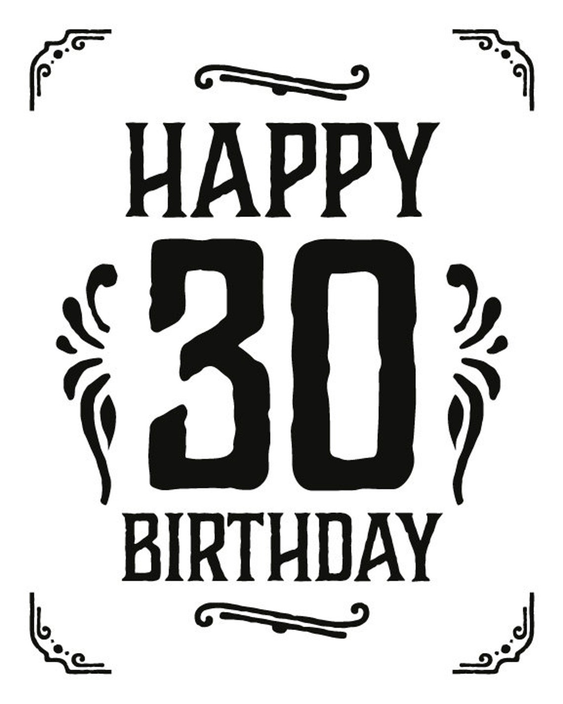 Happy 30th Birthday. Printable Birthday Party Sign. 30th Birthday Decor ...