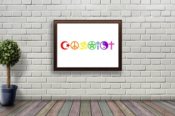 Coexist Religious Symbol 8x10 Printable Poster Rainbow & Black | Etsy