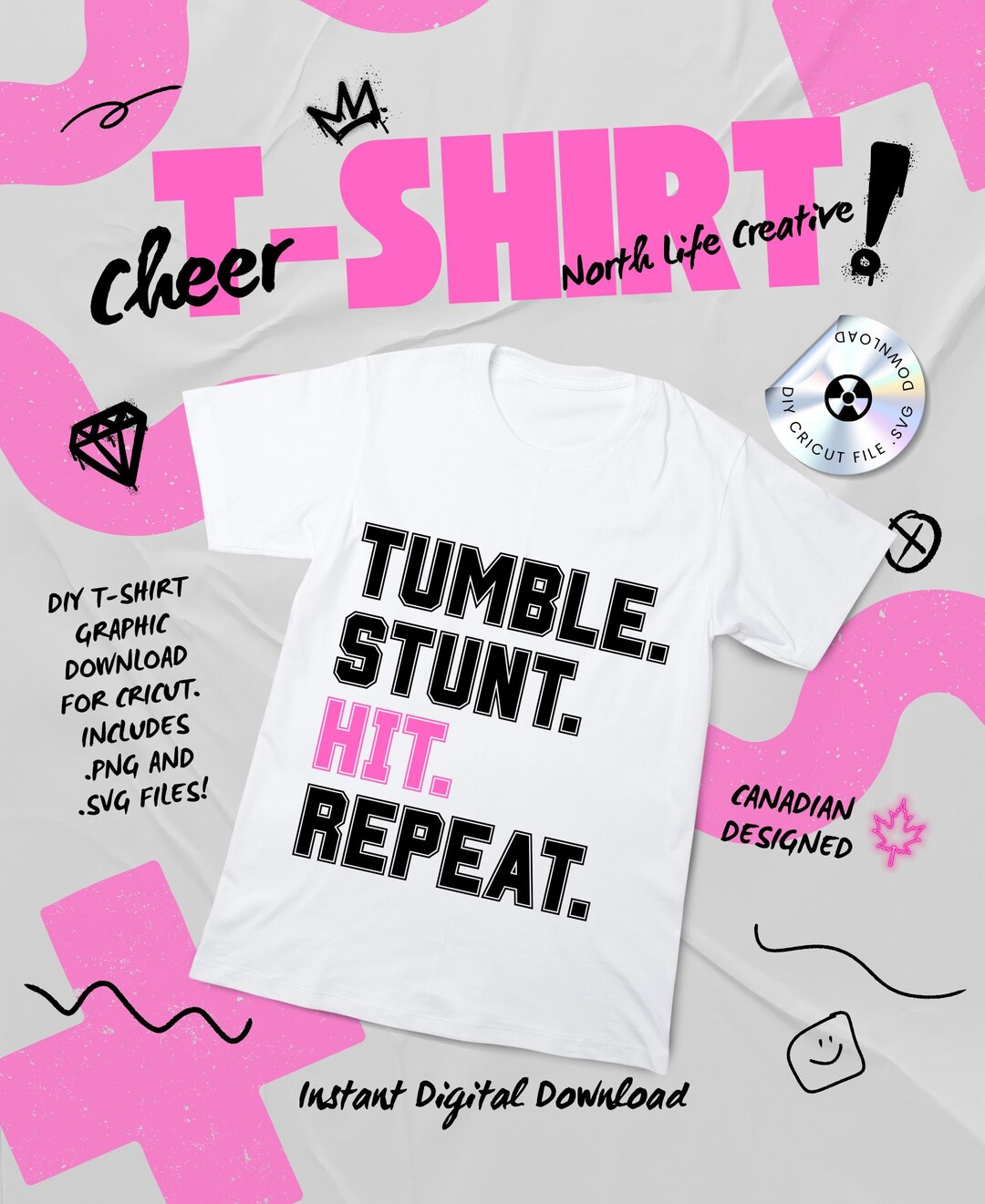 Tumble, Stunt, Hit, Repeat | Cheer Shirt/decal | Cricut .SVG File ...