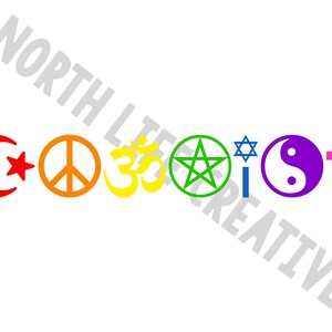 Coexist Religious Symbol 8x10 PRINTABLE Poster Rainbow & Black - Etsy