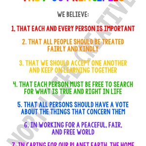Kids Unitarian Universalist 7 Principles PRINTABLE UU Posters in ...
