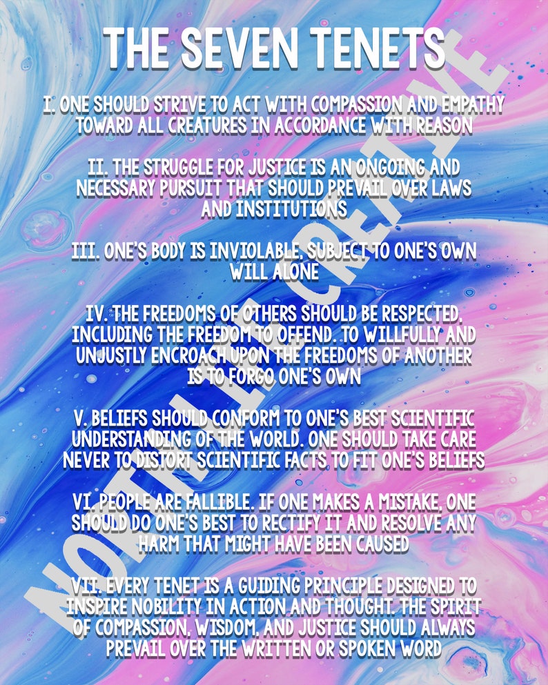 7 Satanic Temple Tenets Pastel PRINTABLE Poster - Etsy