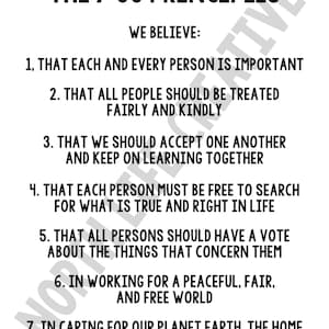 Kids Unitarian Universalist 7 Principles PRINTABLE UU Posters in ...