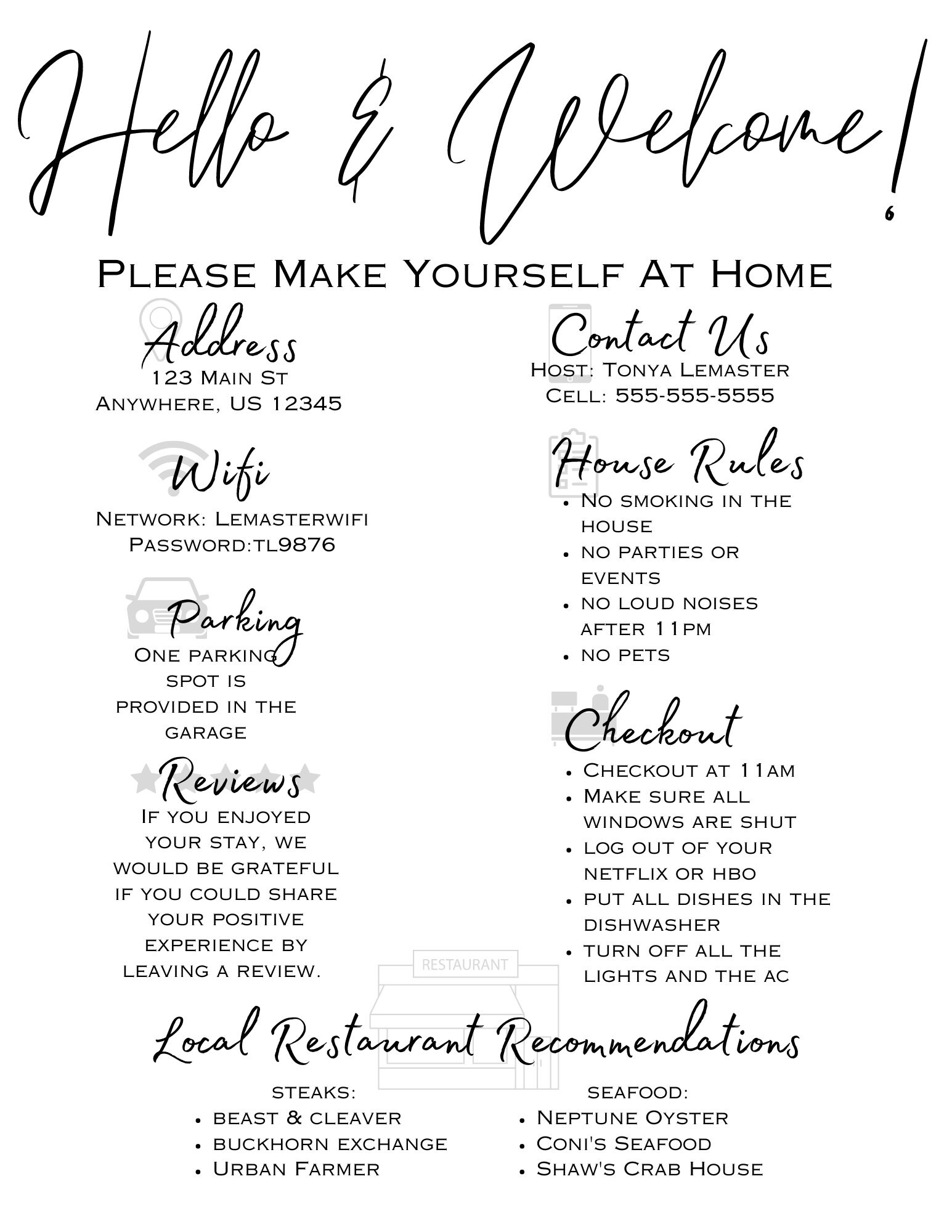 Airbnb Welcome Sign Template, Welcome Sign, Airbnb Welcome Sign, Wifi ...