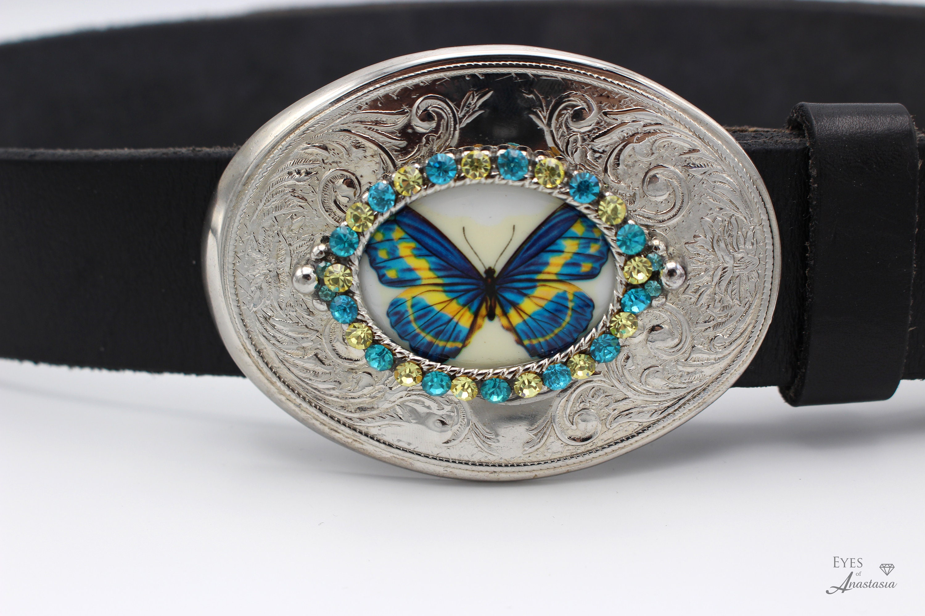 Butterfly Belt Buckle Bling Rhinestone Butterfly Cowgirl Rodeo Western ...