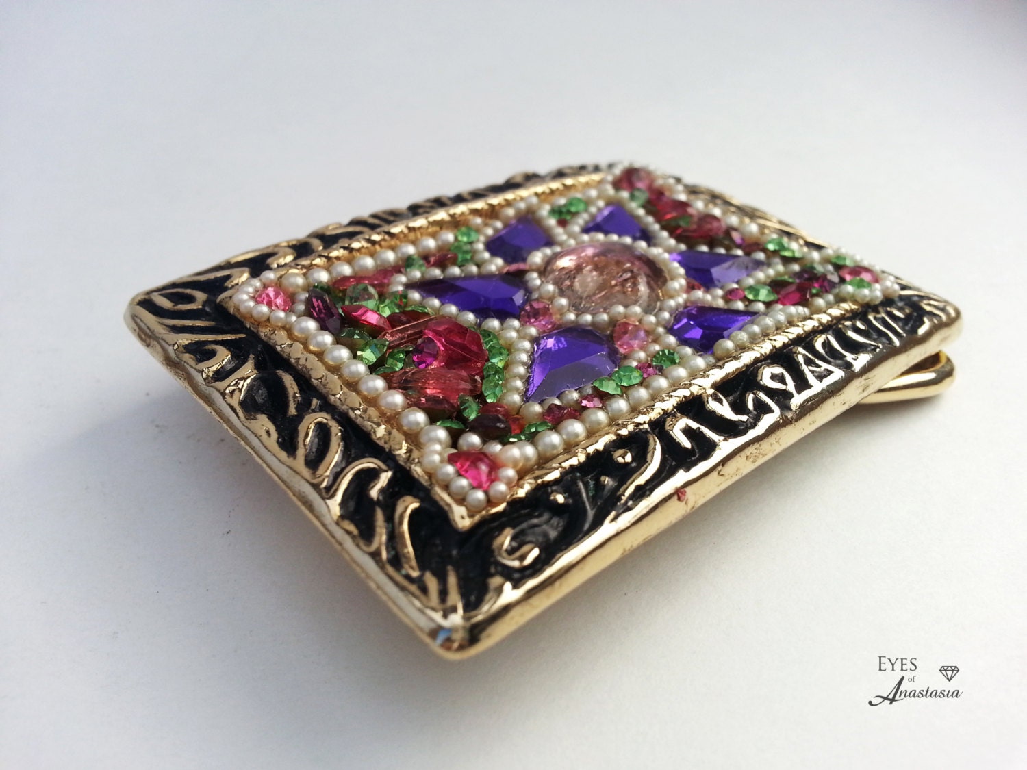 Rainbow Belt Buckle Colorful Rectangular Multi Color Bling - Etsy UK