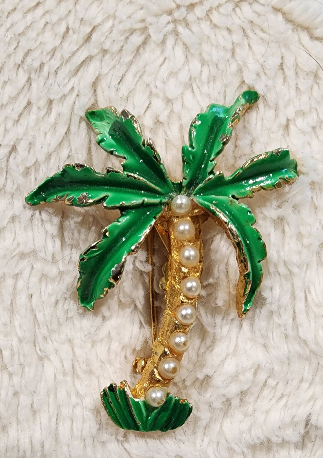 Vintage Pin Palm Tree Pin With Pearls Vintage Pin Palm Tree Brooch ...