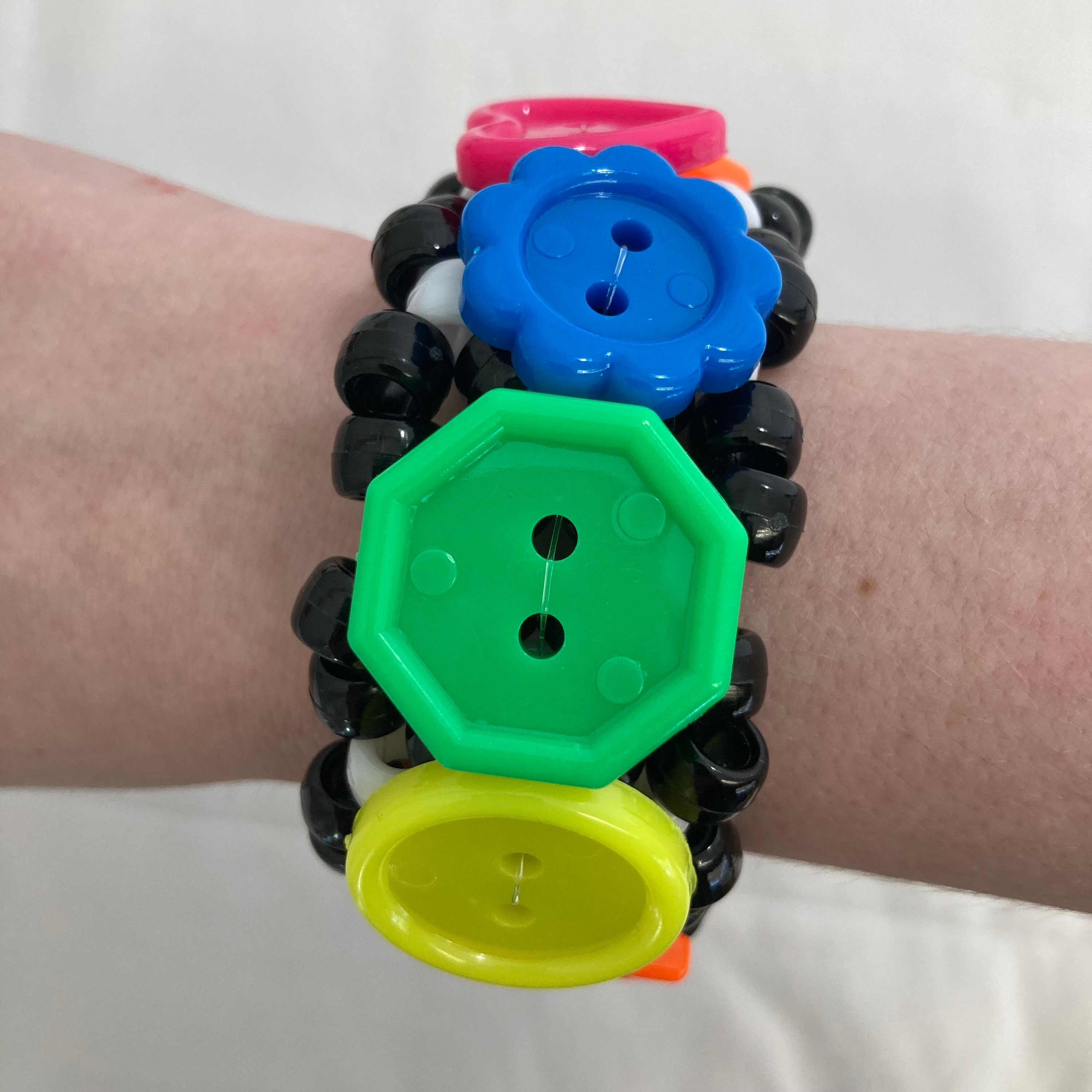 Neon Button Kandi Cuff Small Size - Etsy