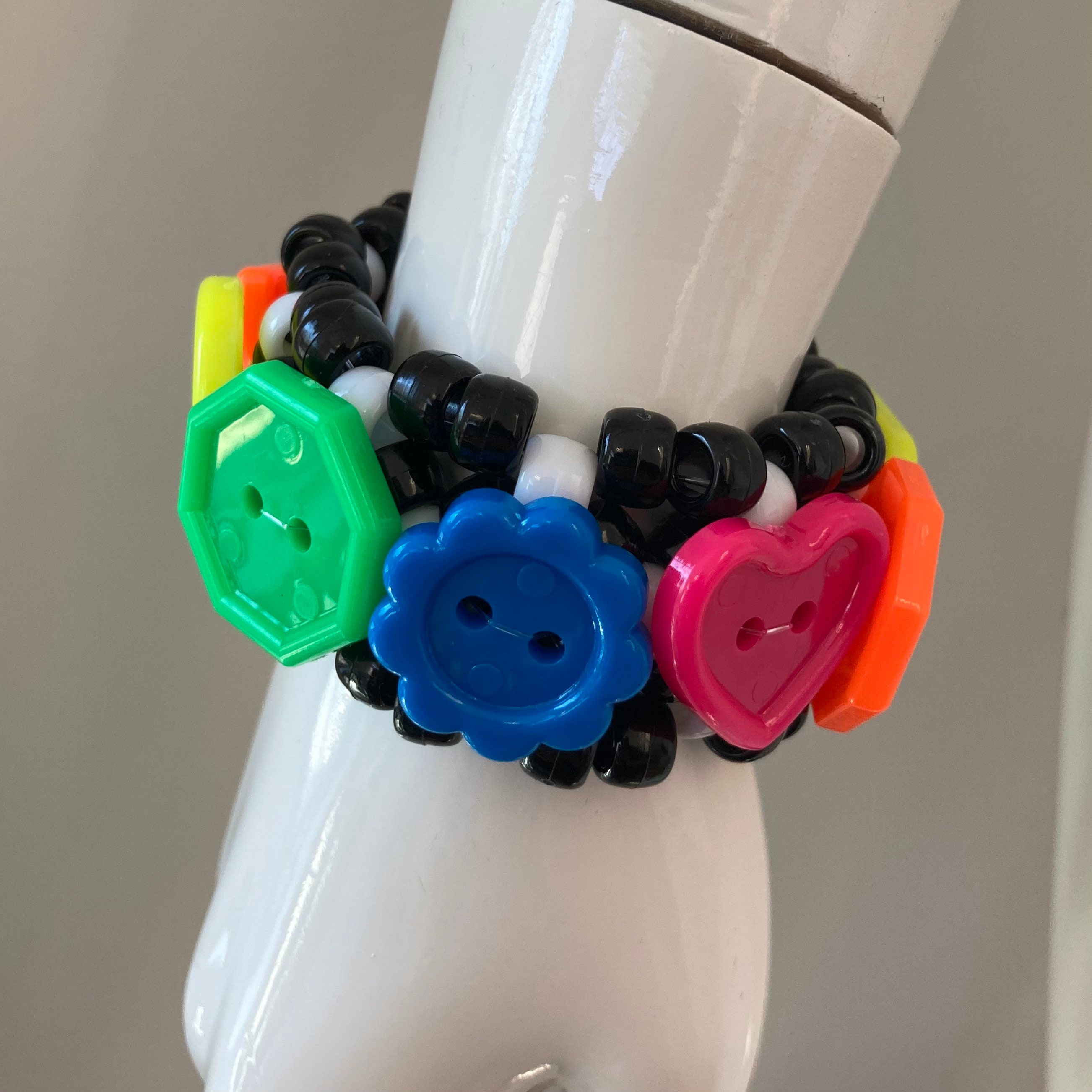 Neon Button Kandi Cuff Small Size - Etsy