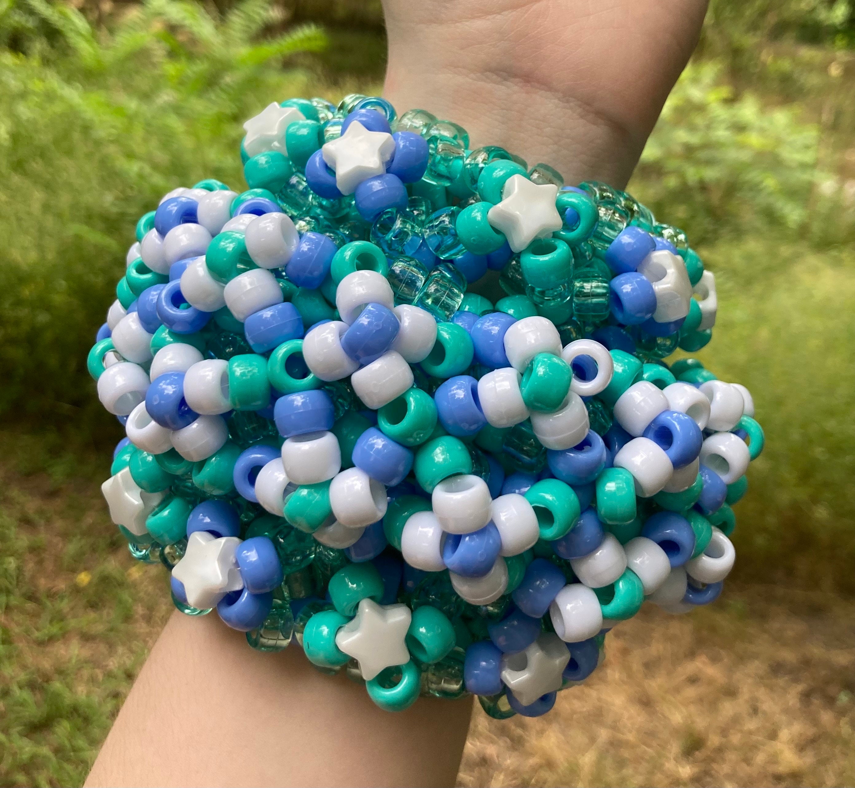 Kandi Bracelet Rotating Cuff Aqua and Periwinkle - Etsy
