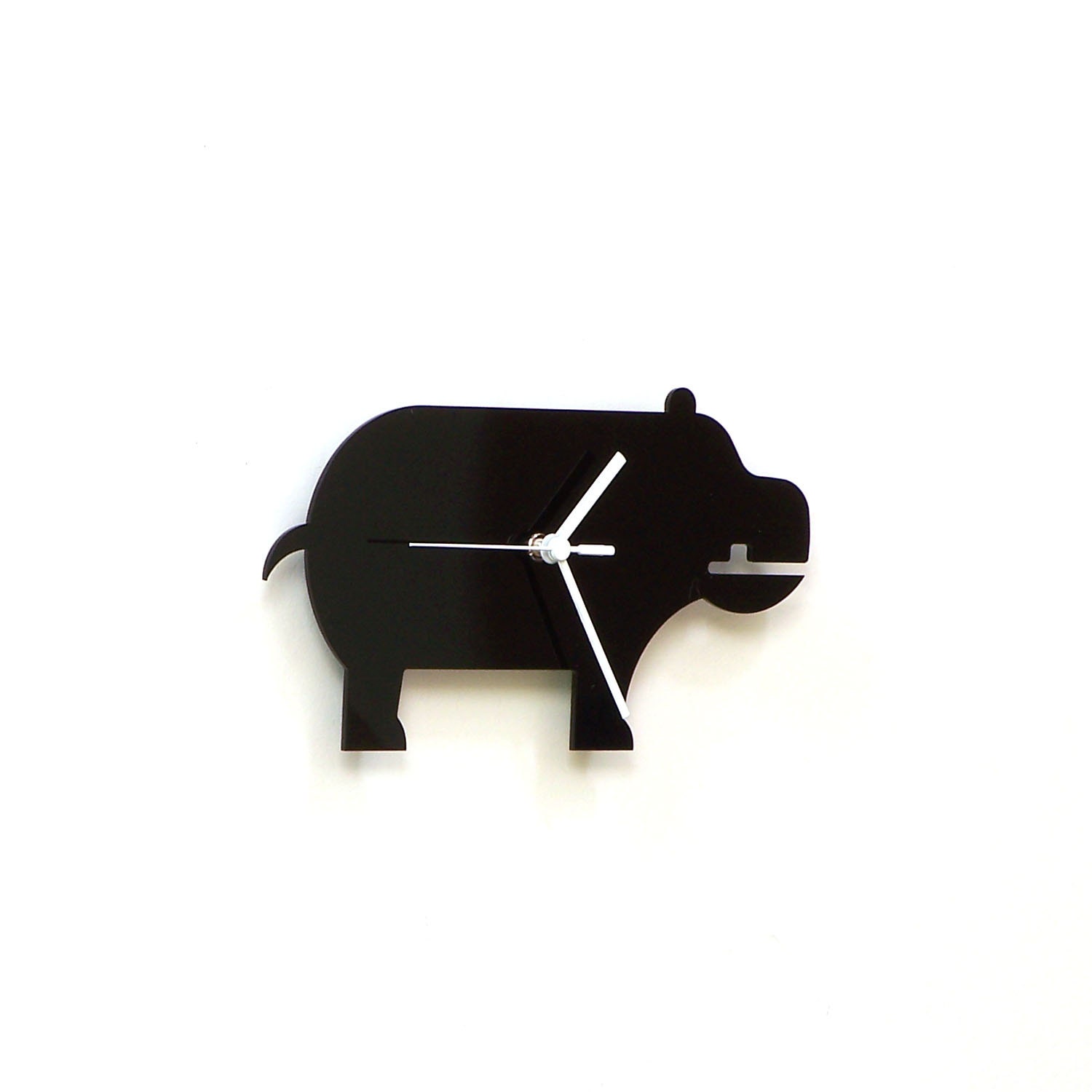 Hippopotamus black acrylic hippo wall clock a piece of | Etsy