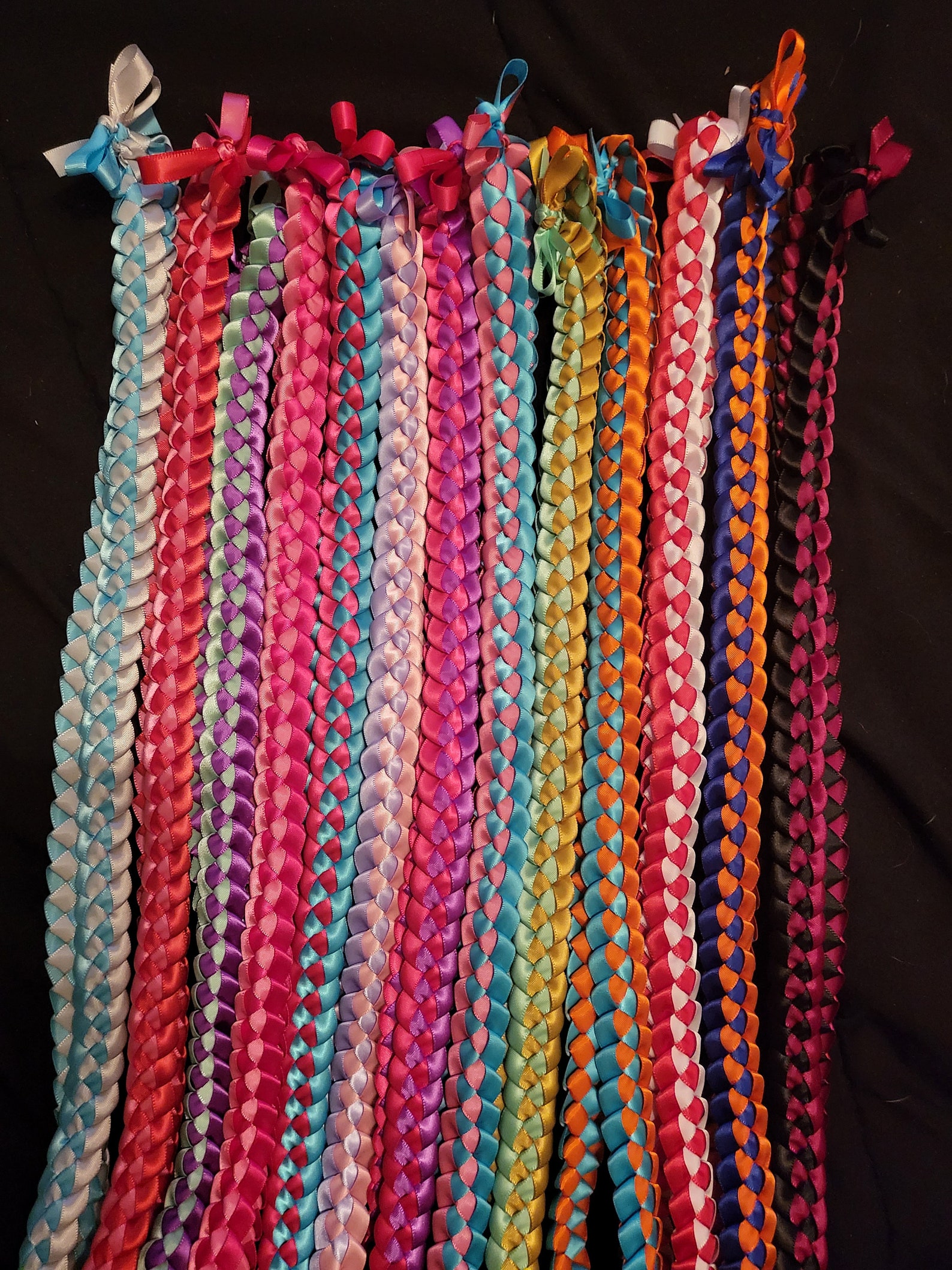 1-2 Color Single Weave Hawaiian Ribbon Lei With 3/8inch Ribbons - Etsy