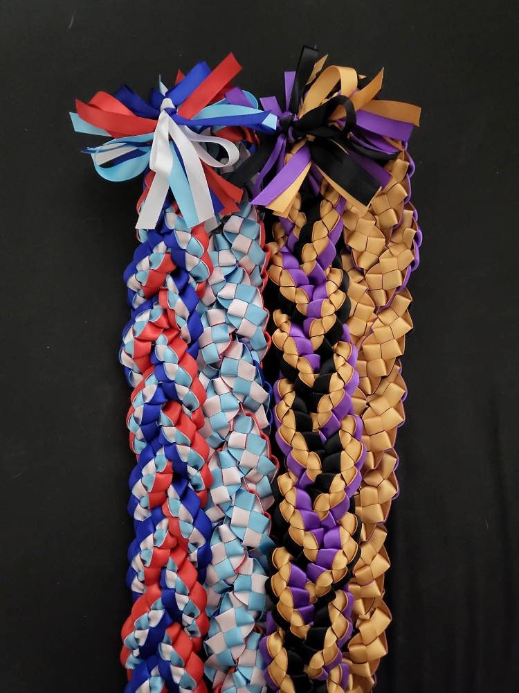Style 1, and 2 : 3-4 Color Strand Braided Hawaiian Ribbon Lei - Etsy