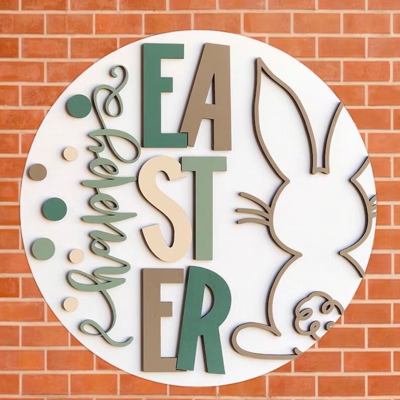 Happy Easter Door Hanger, Front Door Decor, Bunny Easter Wreath, Front ...