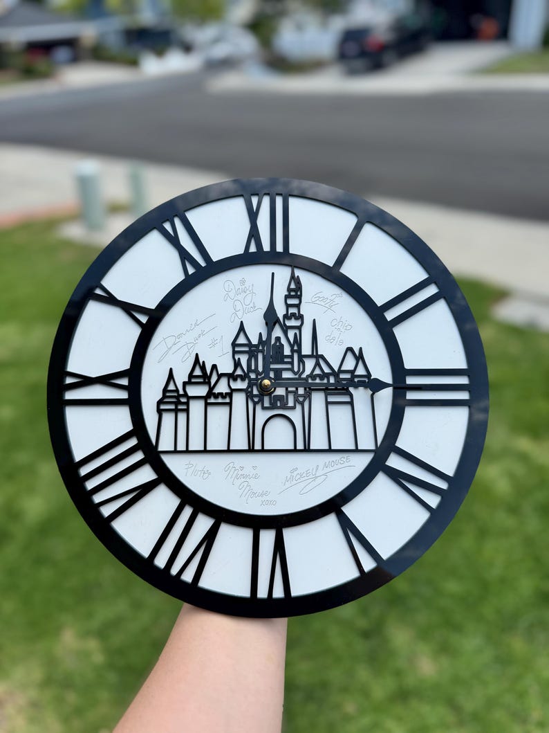 Handmade Disney Castle Clock | Engraved Character Autographs, 12" Round ...