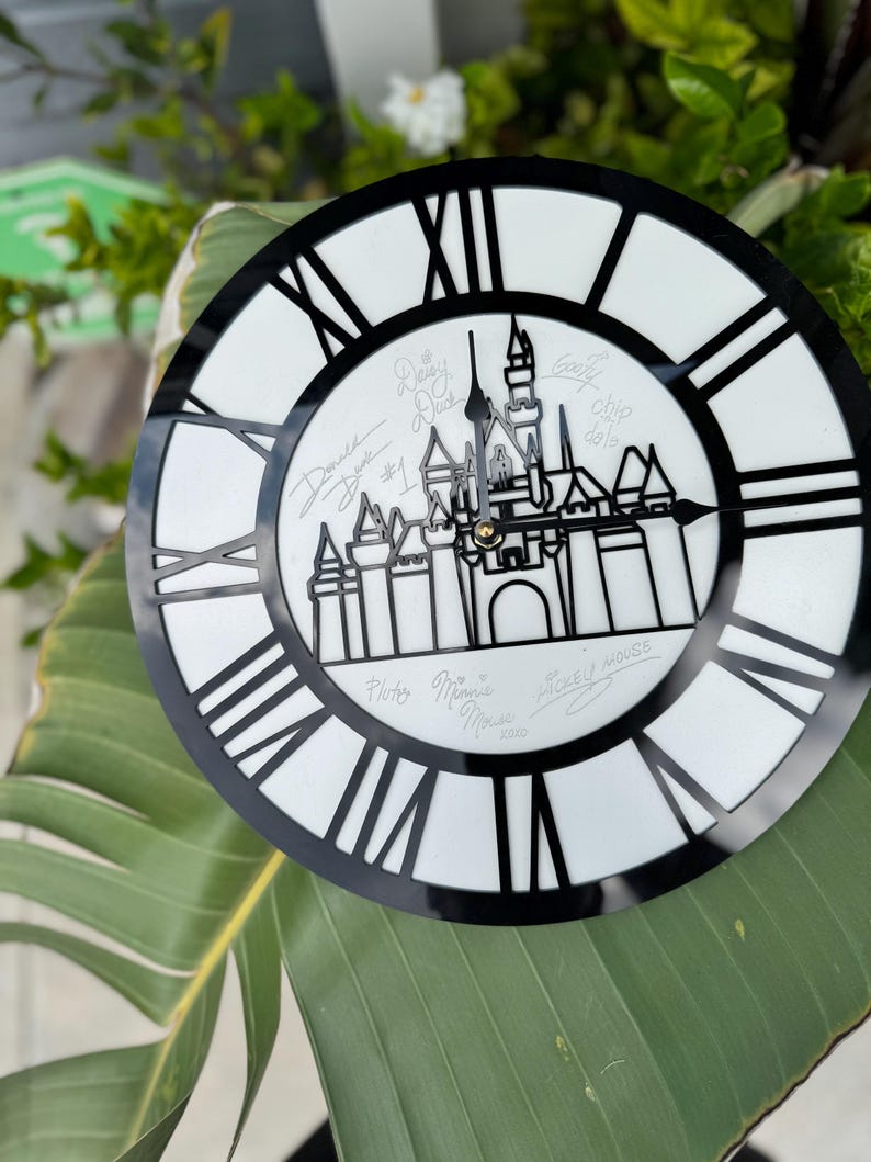 Handmade Disney Castle Clock | Engraved Character Autographs, 12" Round ...