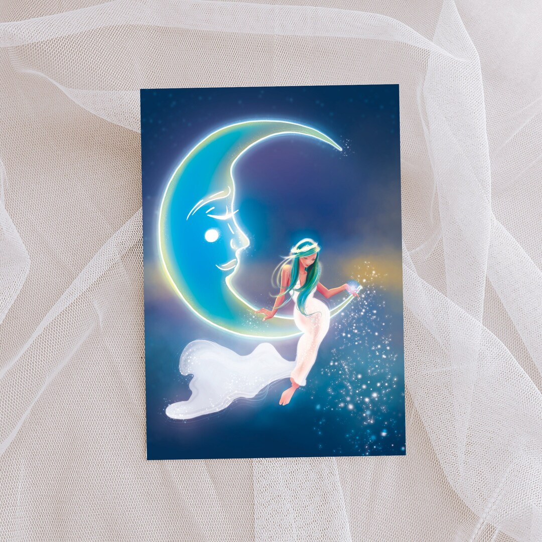 Moon Goddess of Dreams Art, Fantasy Painting, Moon Art, Goddess Print ...