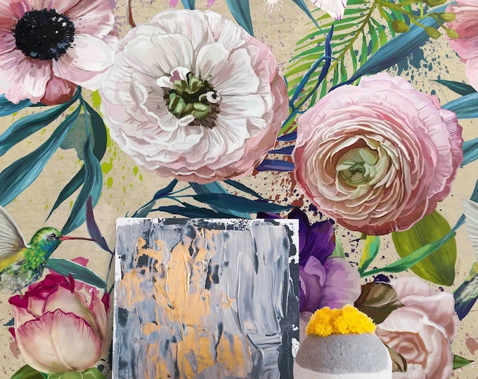 Dark Scandinavian Funky Floral Wallpaper, Colorful Floral Temporary ...