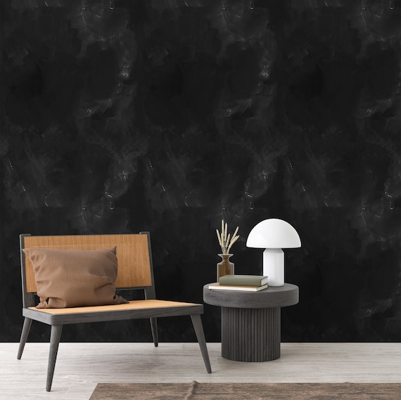 Black Concrete Venetian Plaster Wallpaper Stone Effect Wall - Etsy