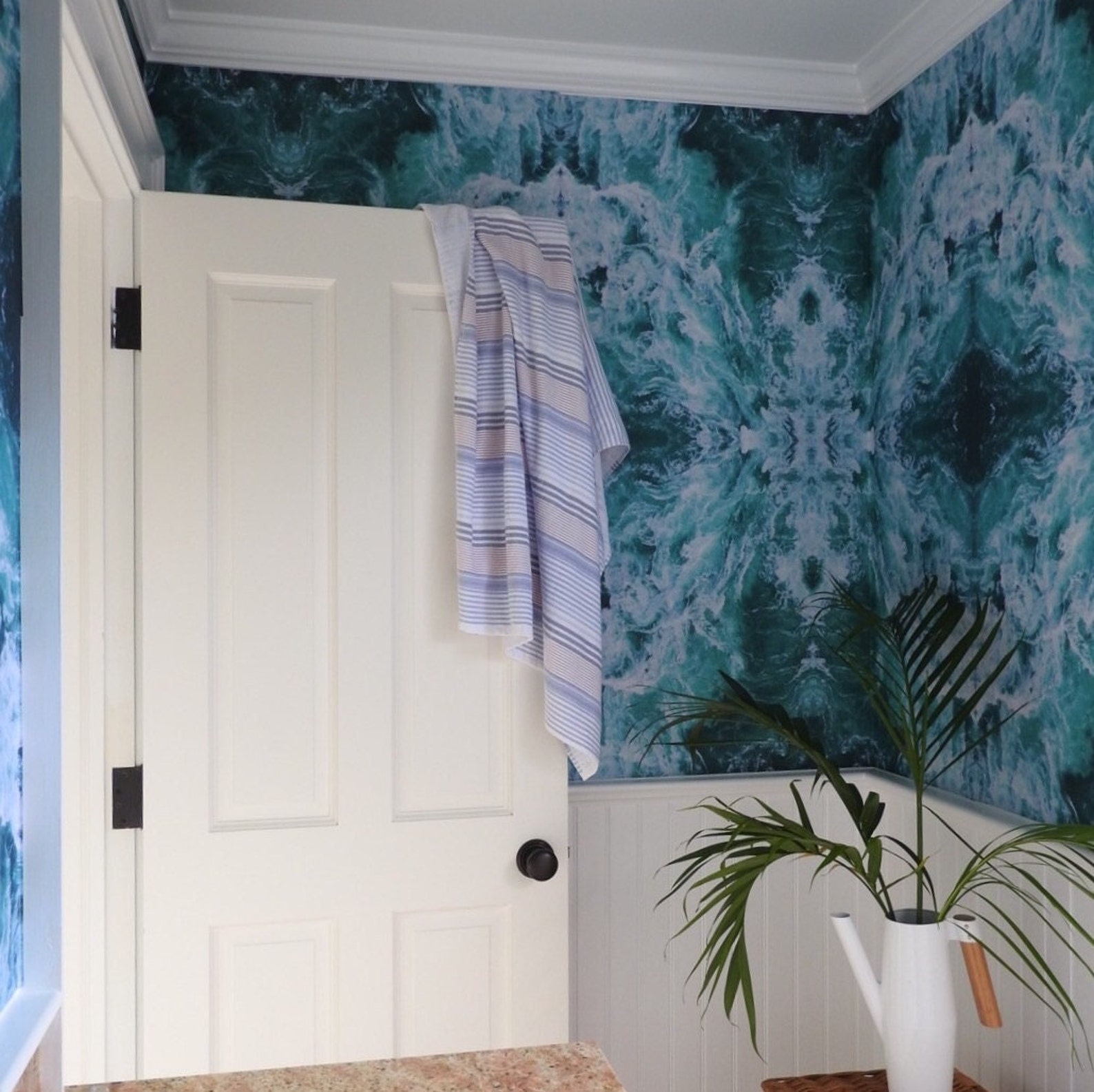 Blue Ocean Waves Wallpaper Sea Wall Mural for Accent Wall for - Etsy