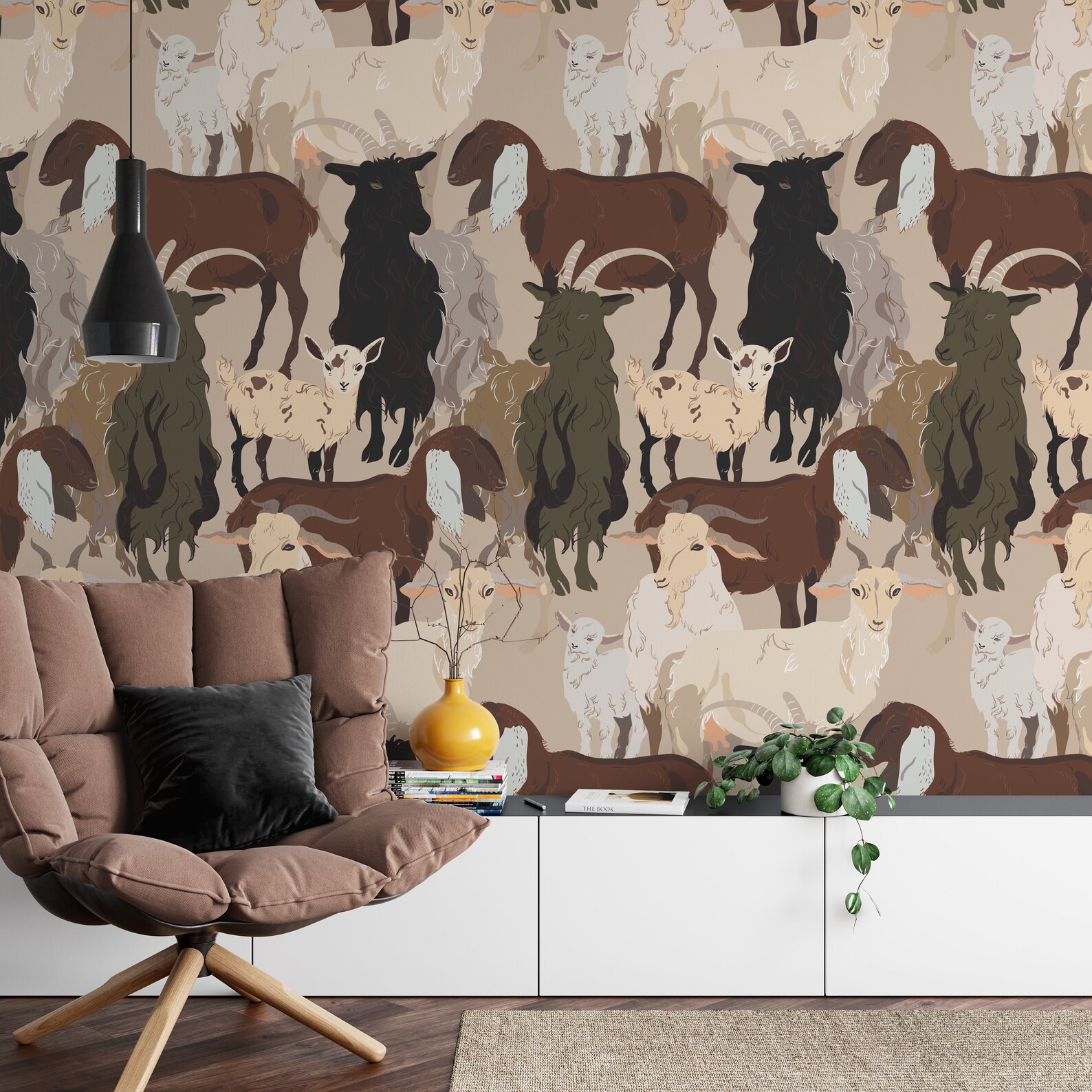 Goats Wallpaper Cute Goat Wall Art Domestic Animals Decor - Etsy