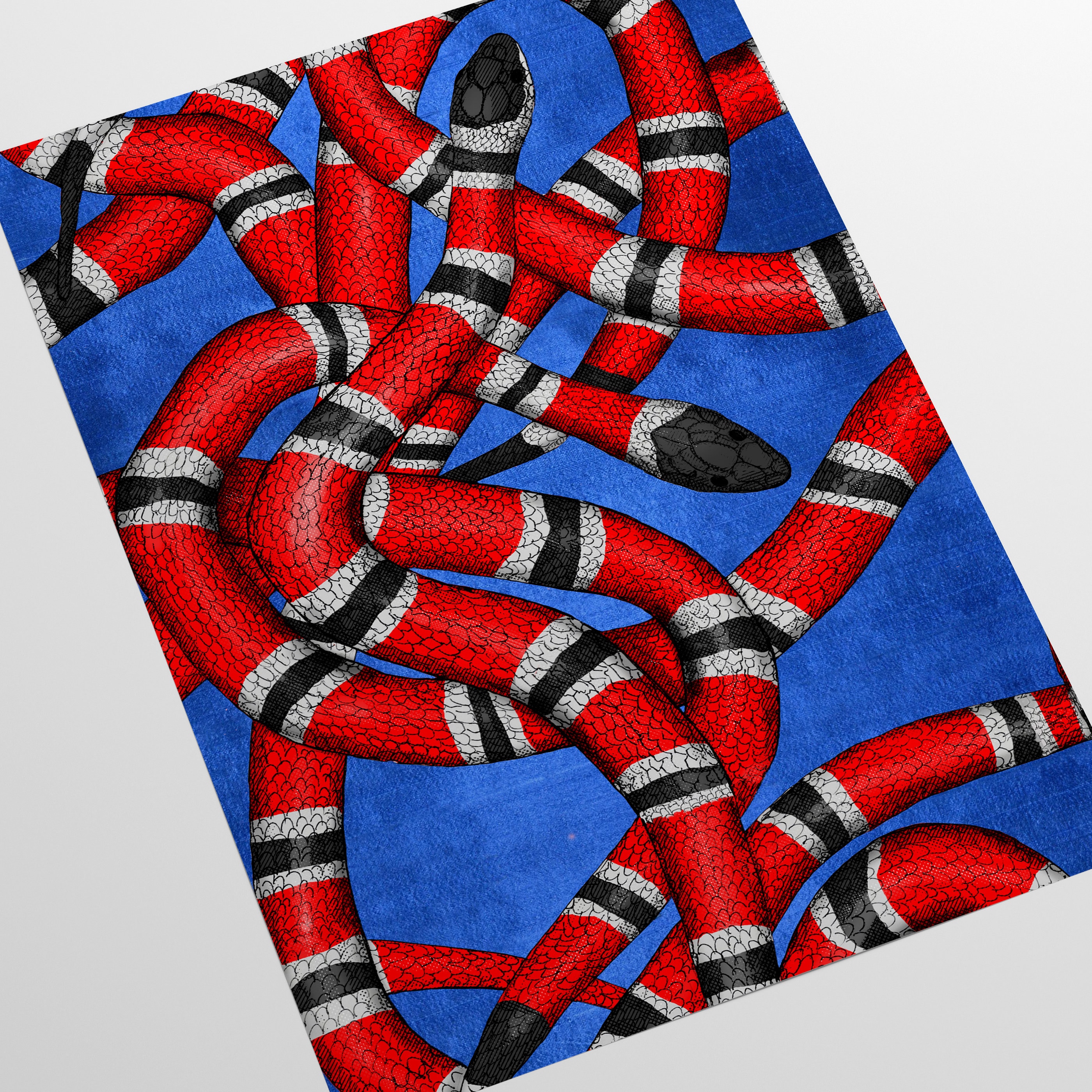 Ouroboros Print Snake Wallpaper, Red and Blue Snakes Wall Décor ...