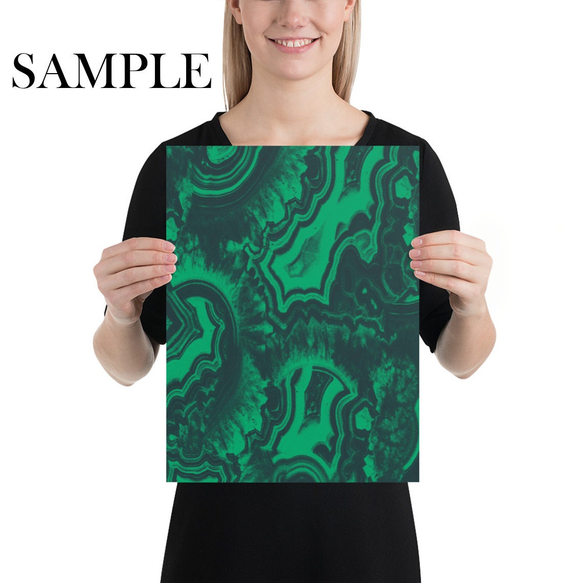 Geode Wallpaper Nature Inspired Print with Green and Black, Art Deco ...