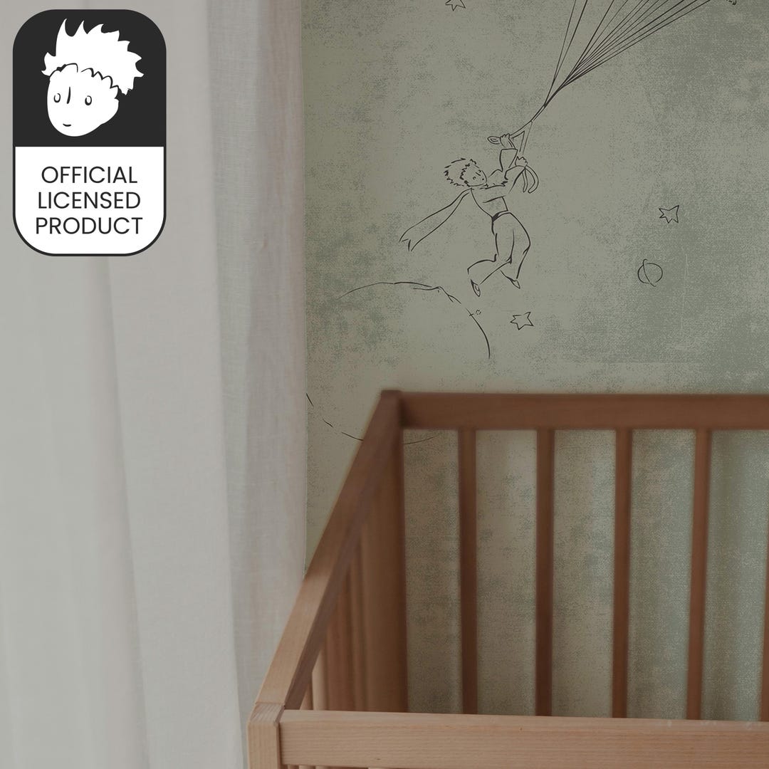 Official Little Prince Flying Birds Art Wallpaper - Vintage Green ...