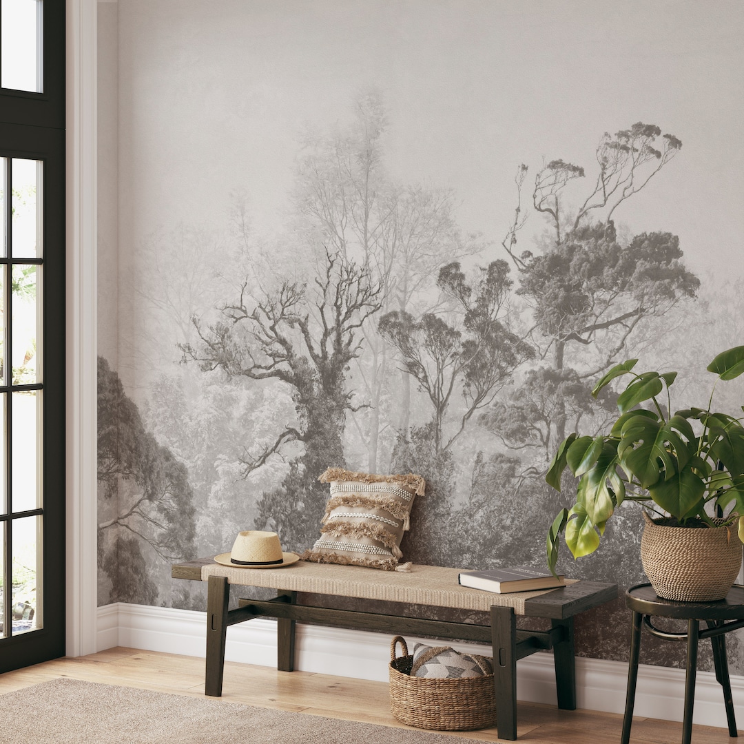 Extra Large Vintage Forest Wallpaper, Landscape in Classic Old Style ...