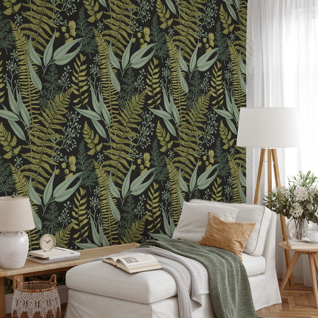 Greenery Fern Botanical Wallpaper Leaf Illustration Nature - Etsy
