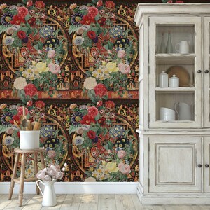 Vintage Thangka With Floral Composition - Handmade Wallpaper, Spiritual ...