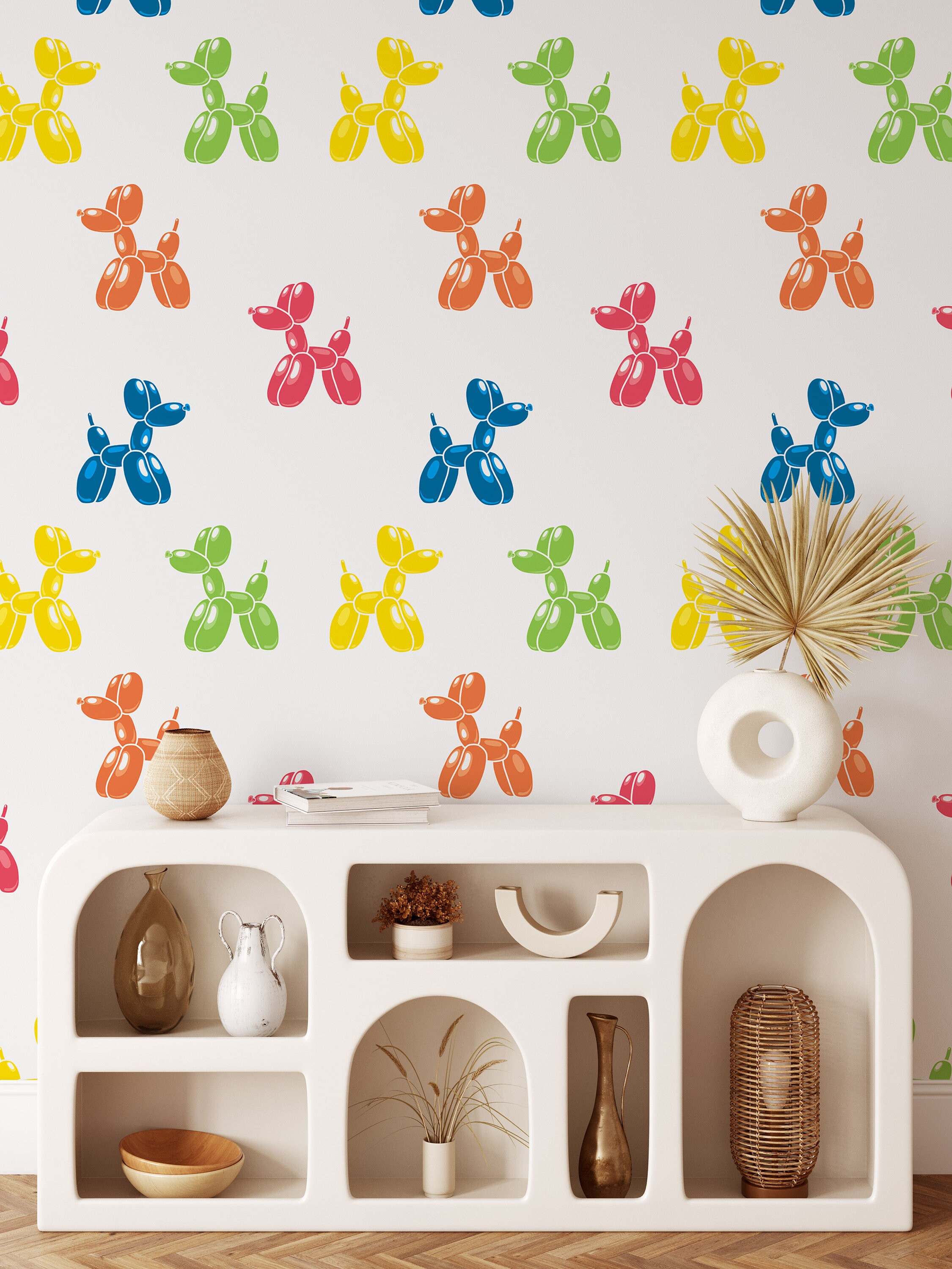 Dog Balloon Wallpaper, Modern Art Wall Decor, Preppy Wall Art