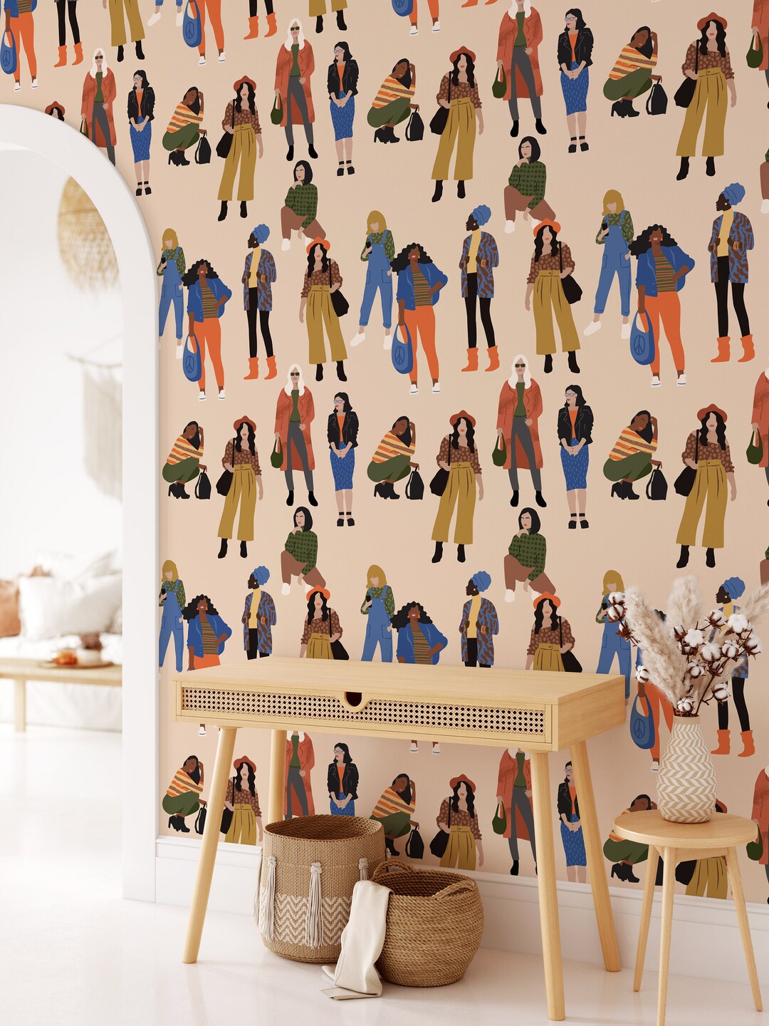 Fashion Girls Wallpaper, Girl Illustrator Wall Art - Etsy