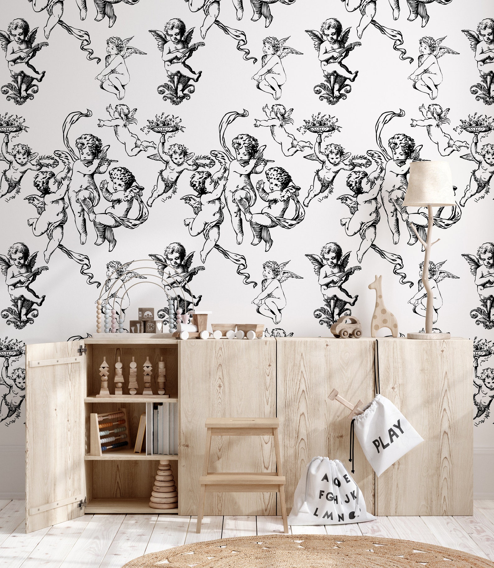 Renaissance Angels Nursery Wallpaper, Angel Wall Art for Kid's Room ...