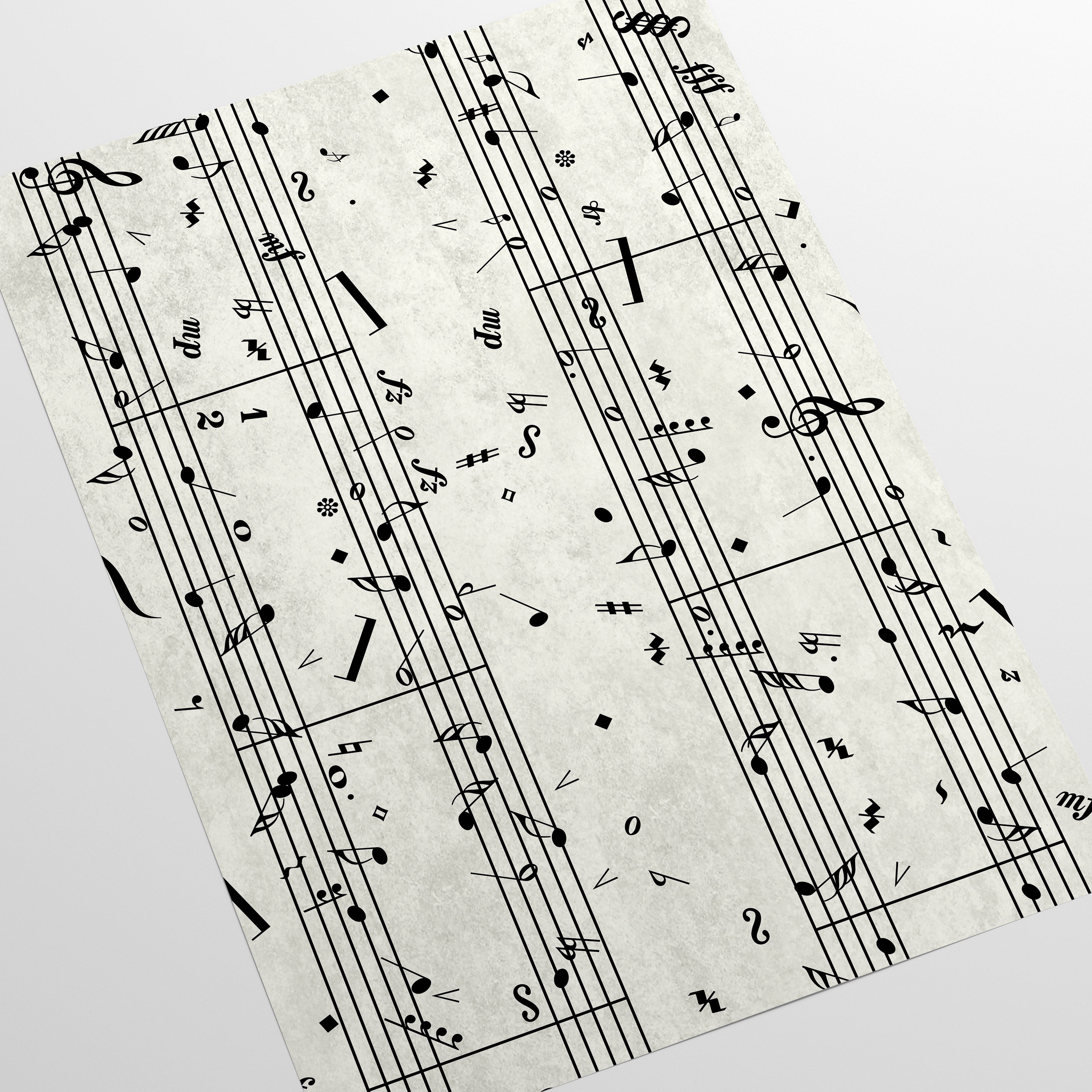 Nursery Decor Sheet Music Wallpaper, Black And White Music Notes Wall ...