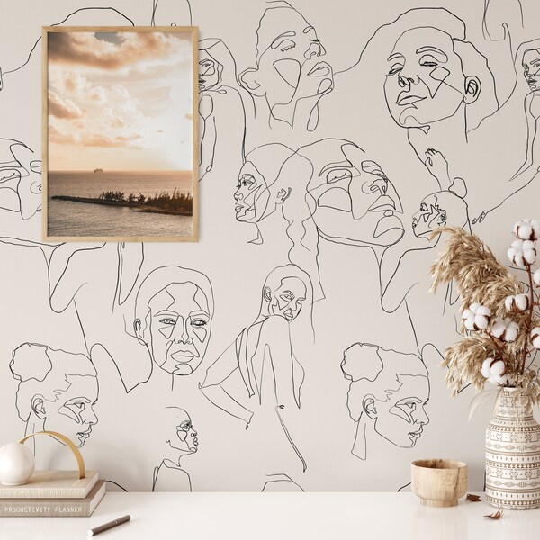 Line Drawing Wall Mural - Etsy