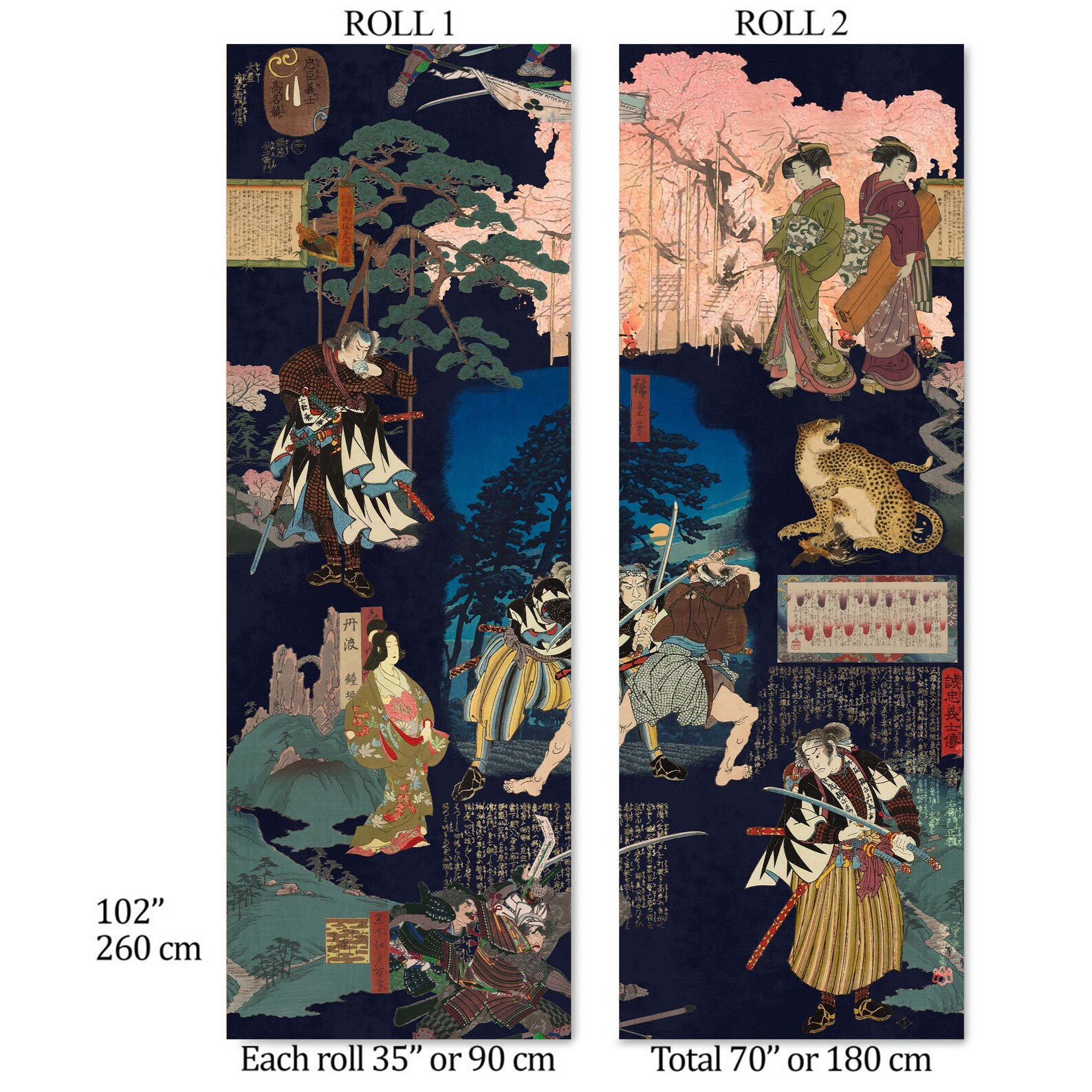 Elegant Samurai & Geisha Wallpaper - Midnight Blue Japanese Design ...