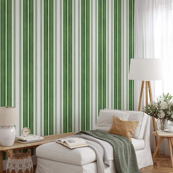 Green Striped Wallpaper
